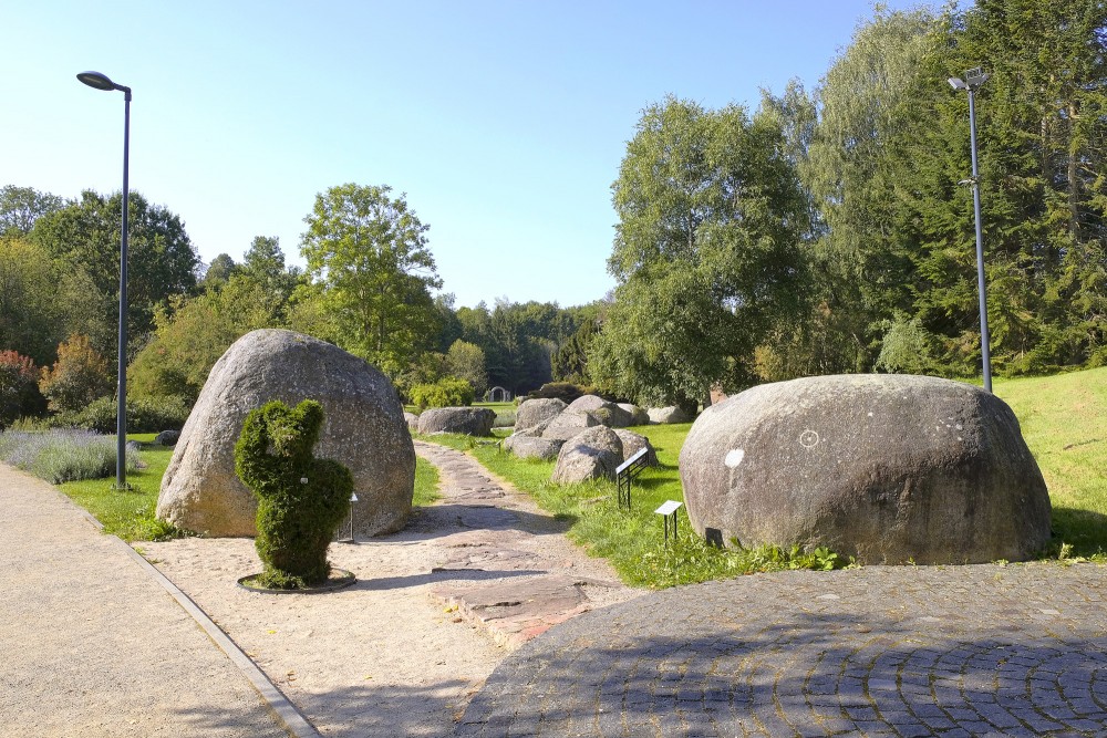 Wide boulder landscape with path in Vaclovas Intas stone park - redzet.lv